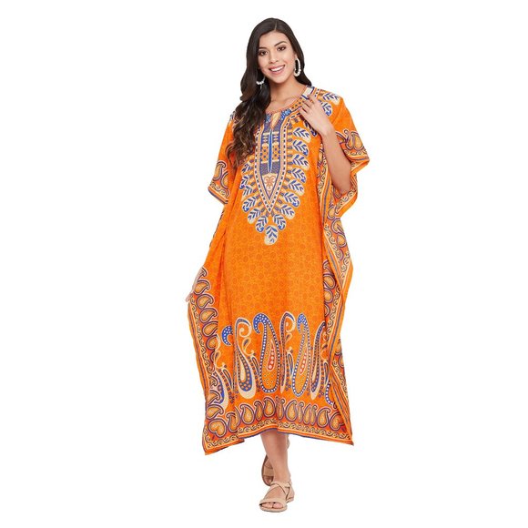 Gypsie Blu | Swim | Paisley Printed Orange Polyester Plus Size Kaftan ...